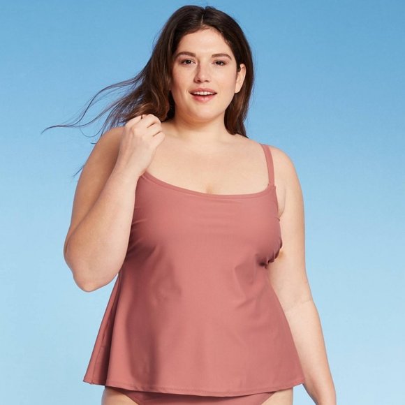 Kona Sol | Swim | Kona Sol Womens Plus Size Solid Tankini Top Mauve ...